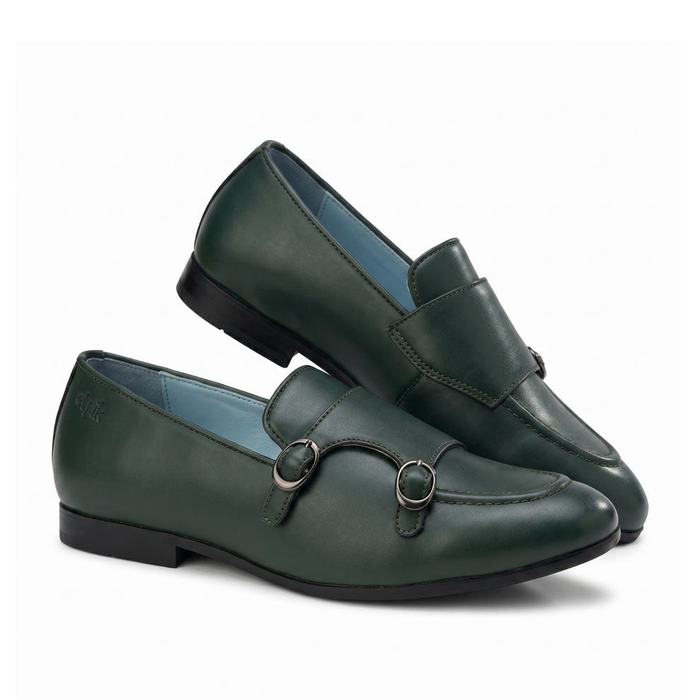 Men’s Monk Strap Shoes in Green | Ethik Vegan