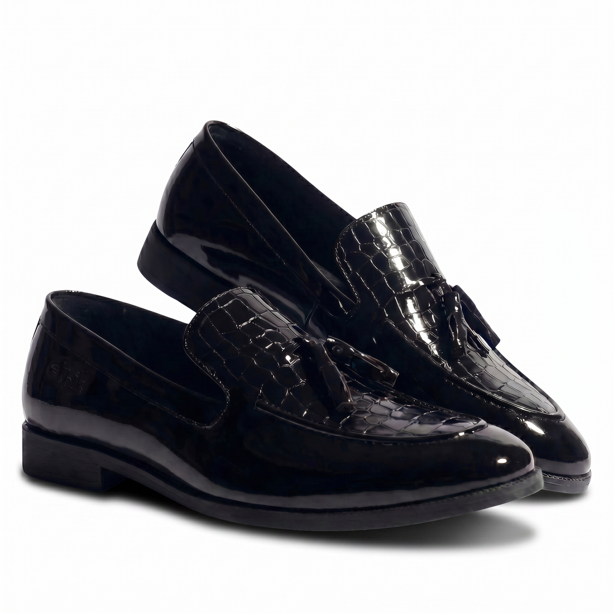 Men’s Patent Black Croc Tassel Loafers – Premium Slip-On | Tassio – Ethik
